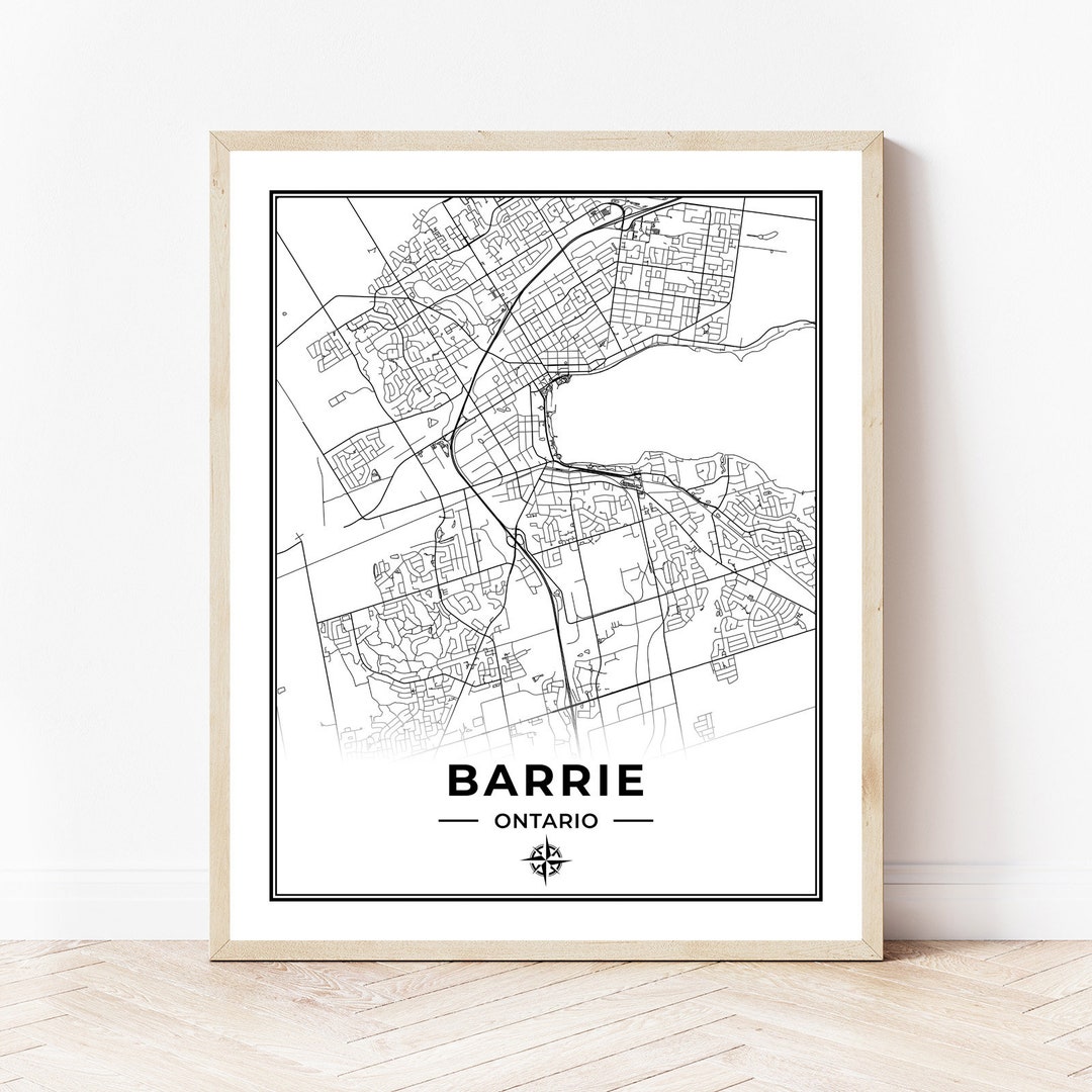 Barrie Map Print | Map of Barrie Ontario | Black & White | Digital ...