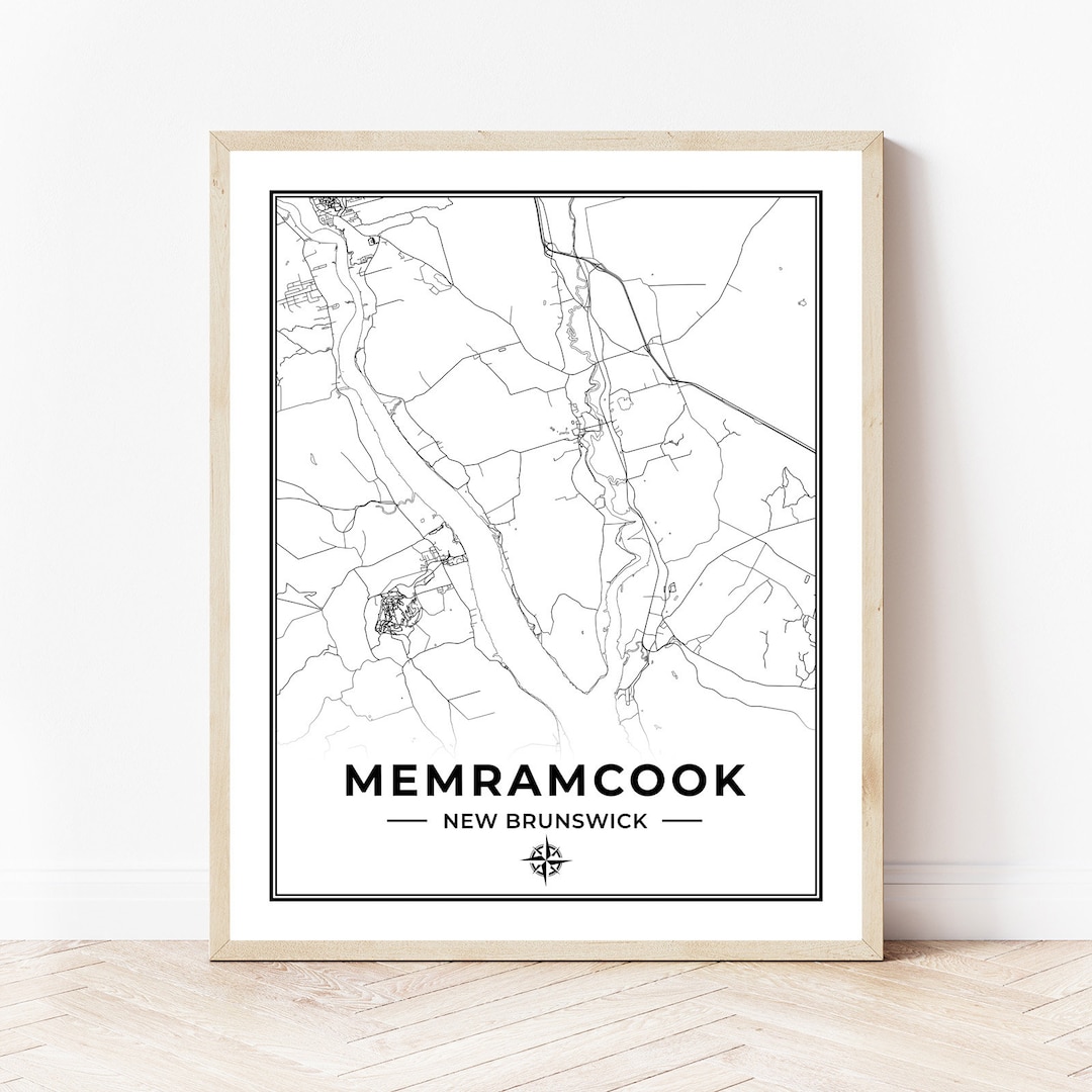 Memramcook Map Print | Map of Memramcook New Brunswick | Black & White ...