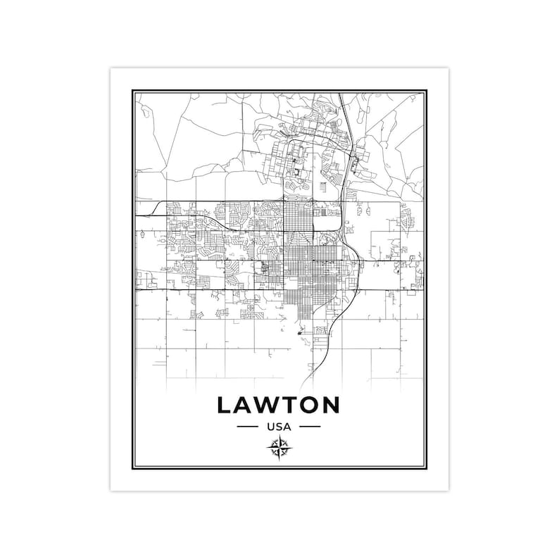 Lawton Map Print | Map of Lawton Oklahoma | Digital Download - Etsy
