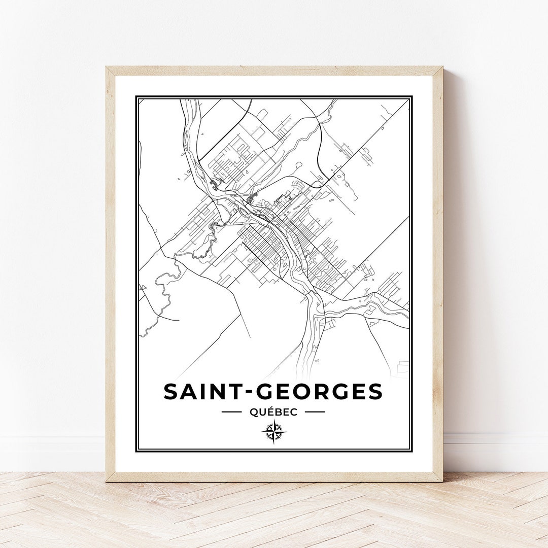 Saint-georges Map Print | Map of Saint-georges Quebec | Black & White ...