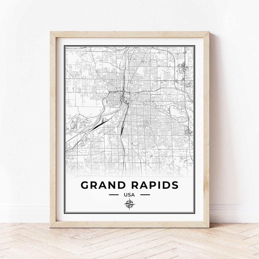 Grand Rapids Map Print | Map of Grand Rapids Michigan | Digital ...