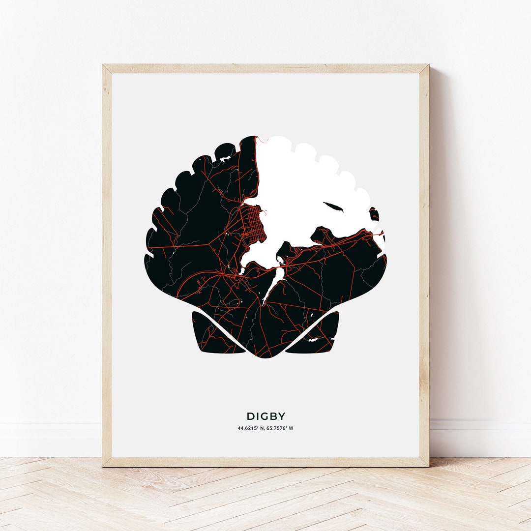 Digby Scallop Print | Map of Digby Nova Scotia | Digital Download - Etsy