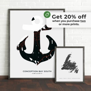 Conception Bay South Anchor Print | Map of Conception Bay South ...
