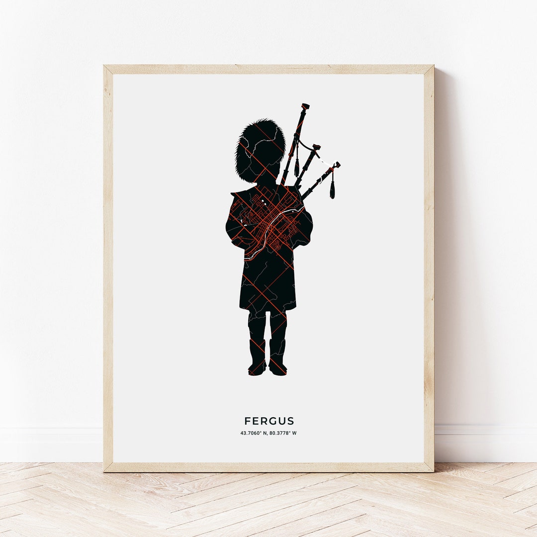 Fergus Piper Print | Map of Fergus Ontario | Digital Download - Etsy