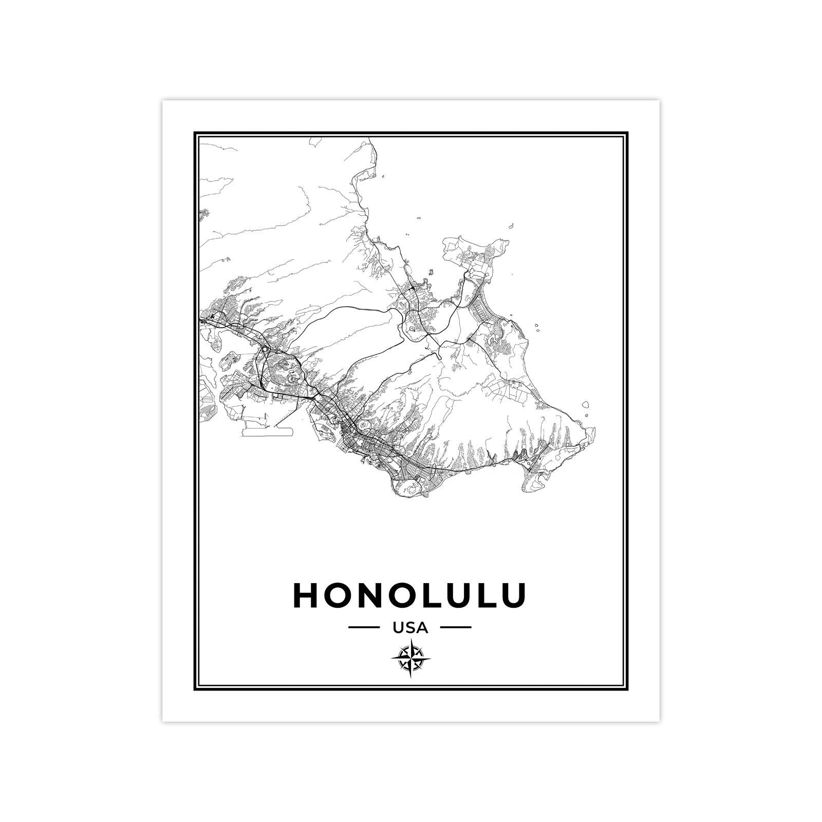 Honolulu Map Print | Map of Honolulu Hawaii | Digital Download - Etsy