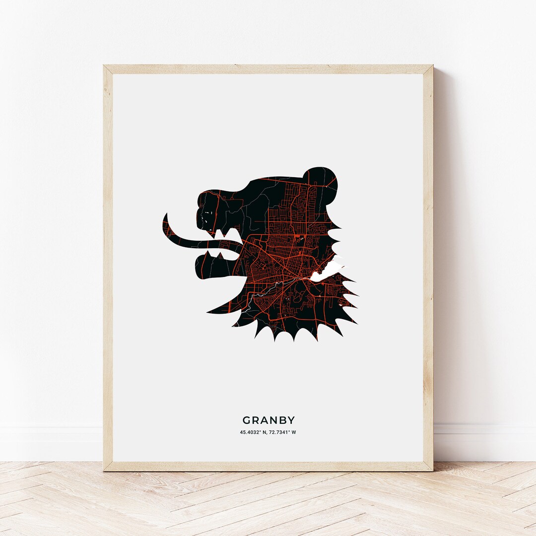 Granby Lion Print | Map of Granby Quebec | Digital Download - Etsy