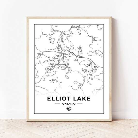 Elliot Lake Map Print Map of Elliot Lake Ontario Black & | Etsy