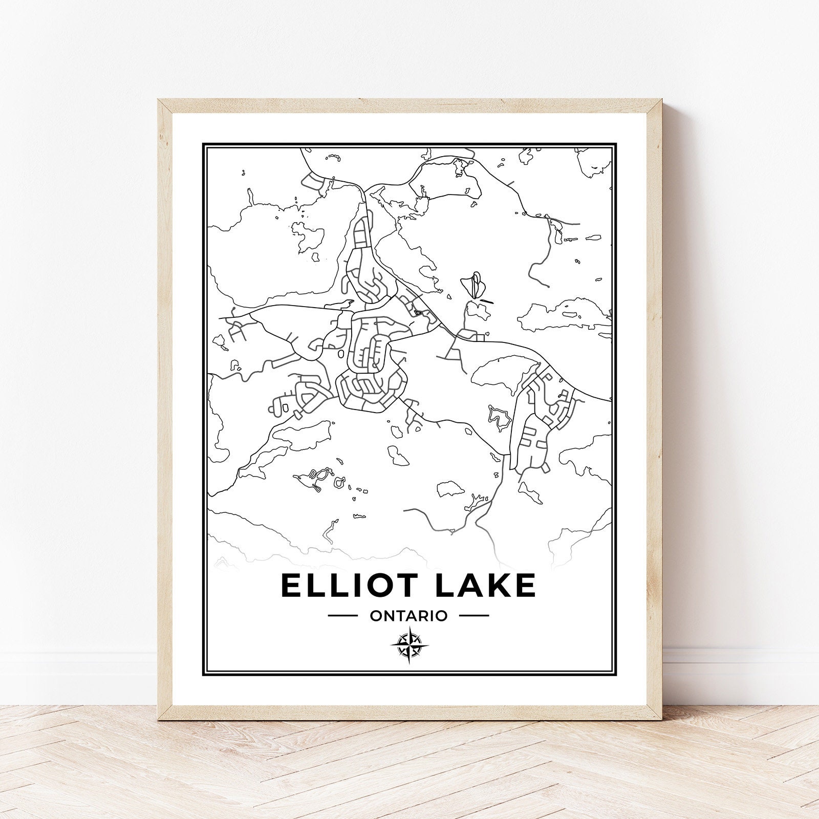 Elliot Lake Map Print Map of Elliot Lake Ontario Black & - Etsy Ireland