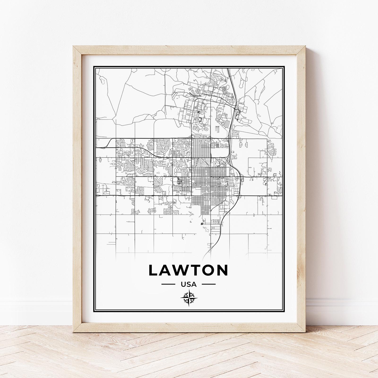 Lawton Map Print | Map of Lawton Oklahoma | Digital Download - Etsy