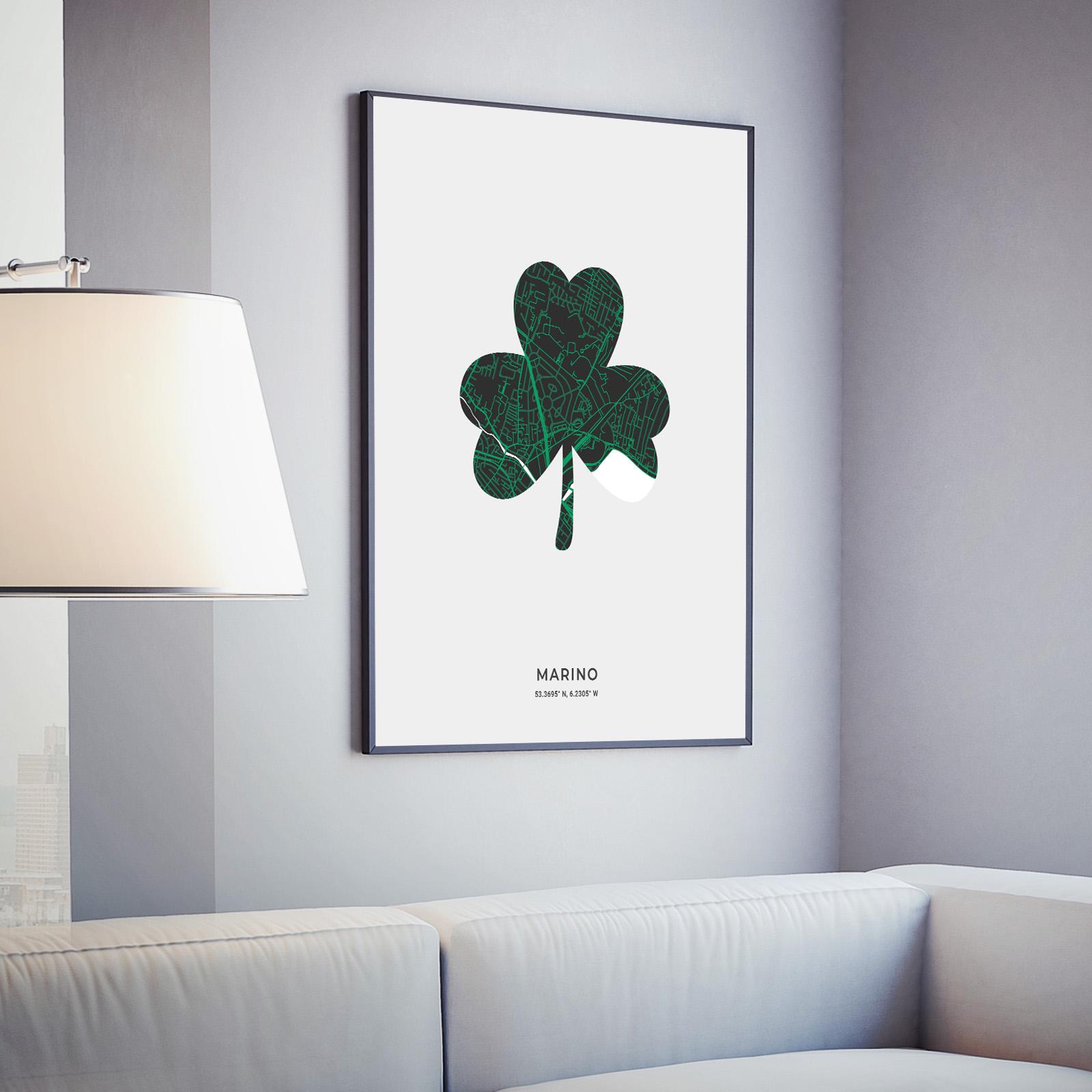Marino Shamrock Map Print | Map of Marino Ireland | Digital Download - Etsy