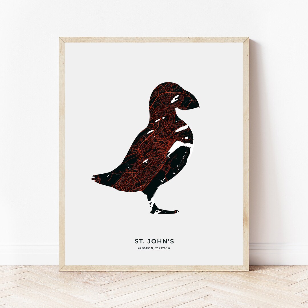 St. John's Puffin Print | Map of St. John's Newfoundland | Digital ...