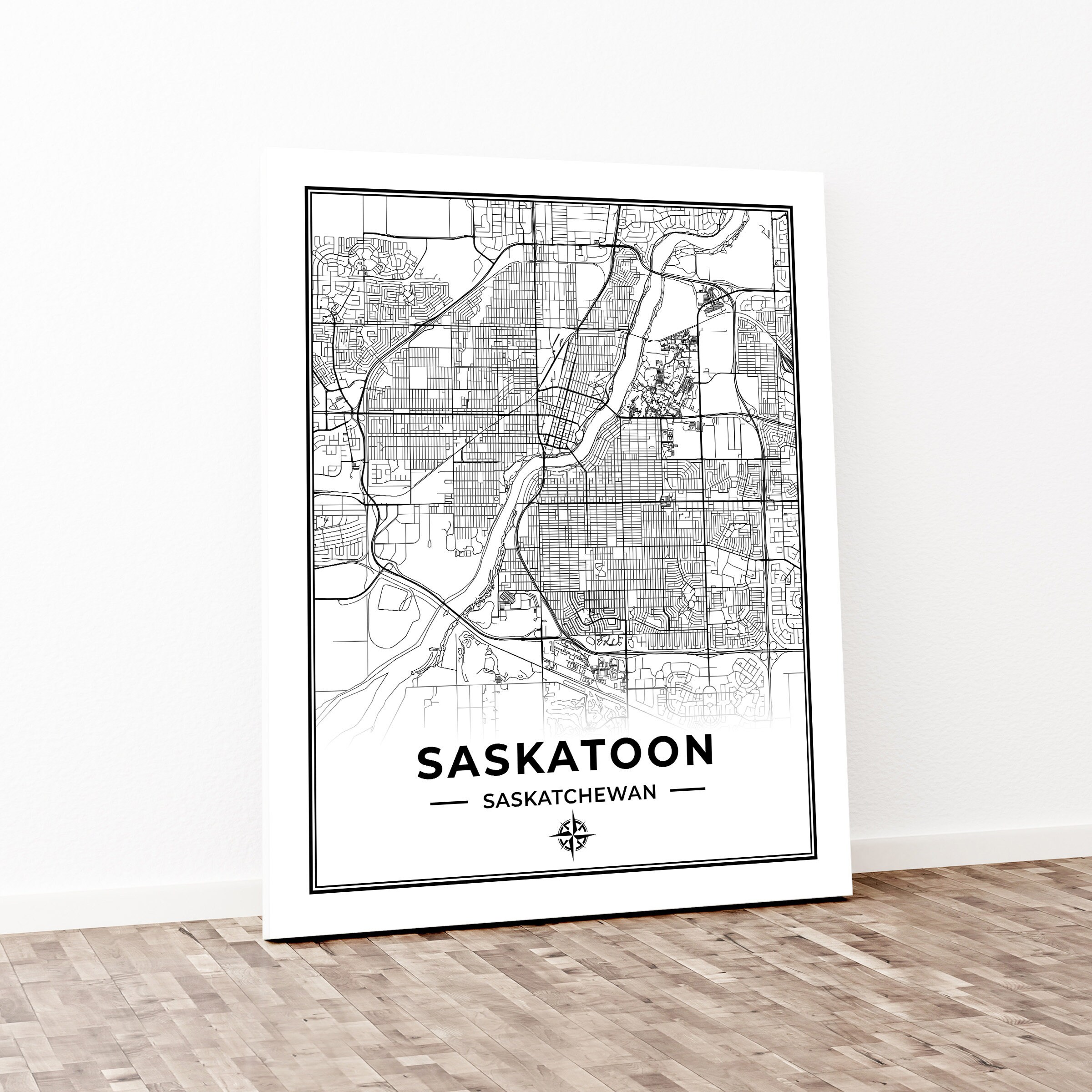 Saskatoon Map Print Map of Saskatoon Saskatchewan Black & | Etsy