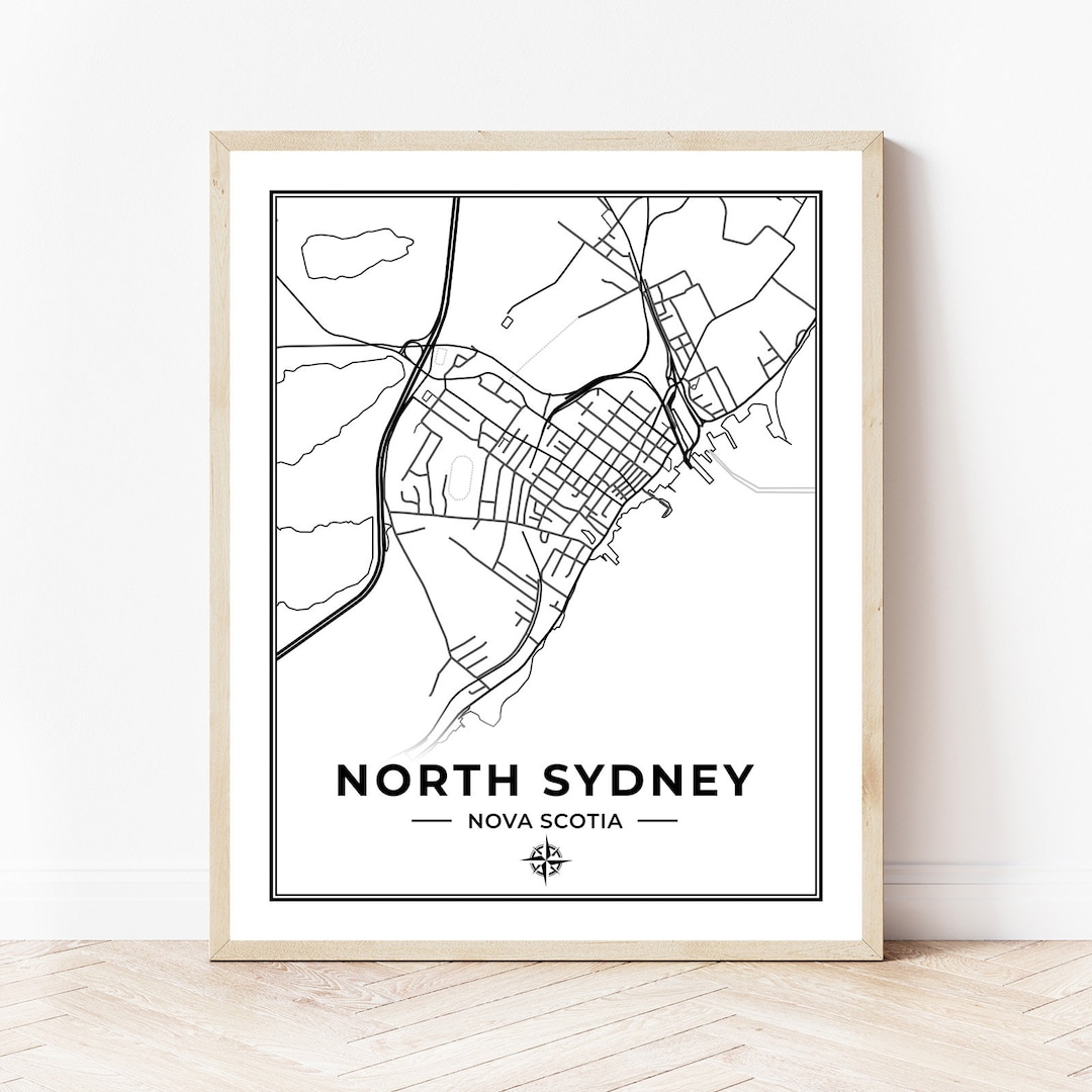 North Sydney Map Print | Map of North Sydney Nova Scotia | Black ...