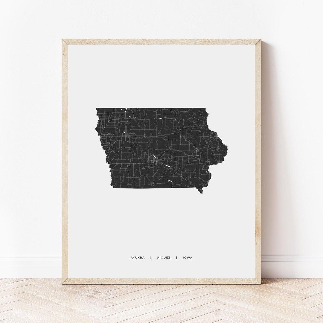 Iowa Map Print | Map of Iowa | Digital Download - Etsy