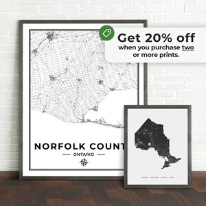 Norfolk County Map Print | Map of Norfolk County Ontario | Black ...