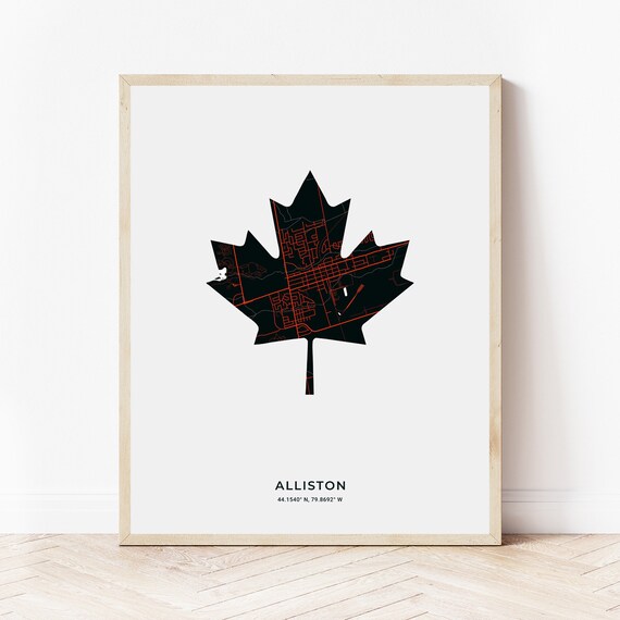 Home Décor Home & Living Map of Alliston Ontario Alliston Maple Leaf ...
