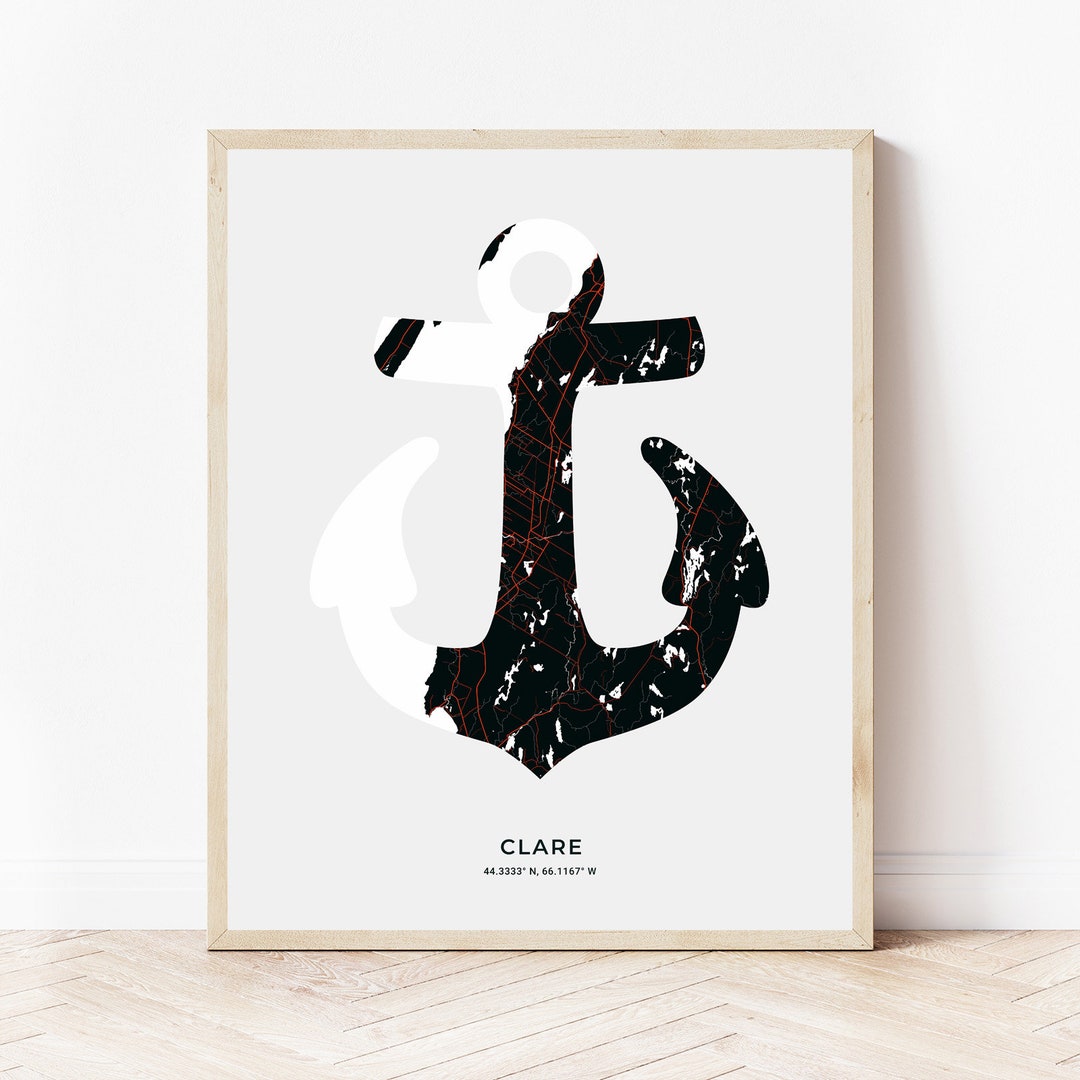 Clare Anchor Print | Map of Clare Nova Scotia | Digital Download - Etsy