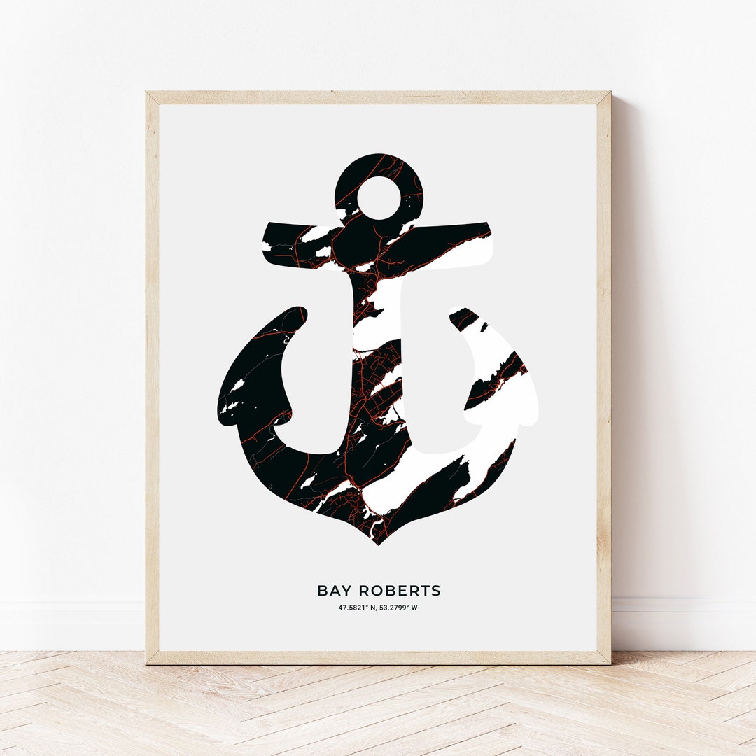 Bay Roberts Anchor Print | Map of Bay Roberts Newfoundland | Digital ...