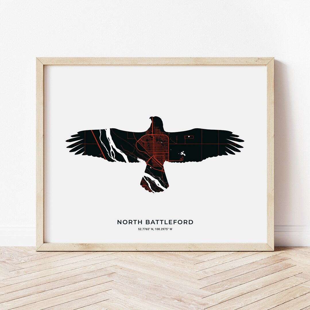 North Battleford Eagle Print | Map of North Battleford Saskatchewan ...
