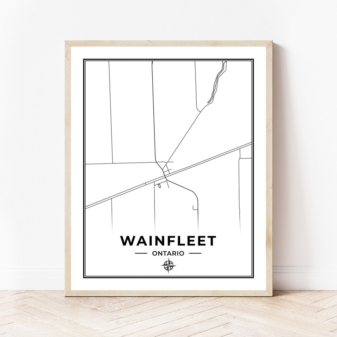 Wainfleet Map Print | Map of Wainfleet Ontario | Black & White ...