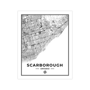 Scarborough Map Print | Map of Scarborough Ontario | Black & White ...