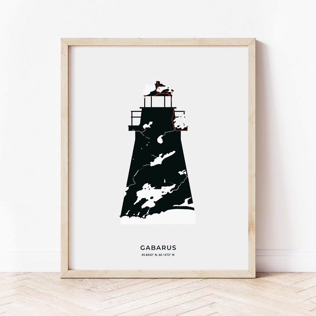 Gabarus Lighthouse Print | Map of Gabarus Nova Scotia | Digital ...