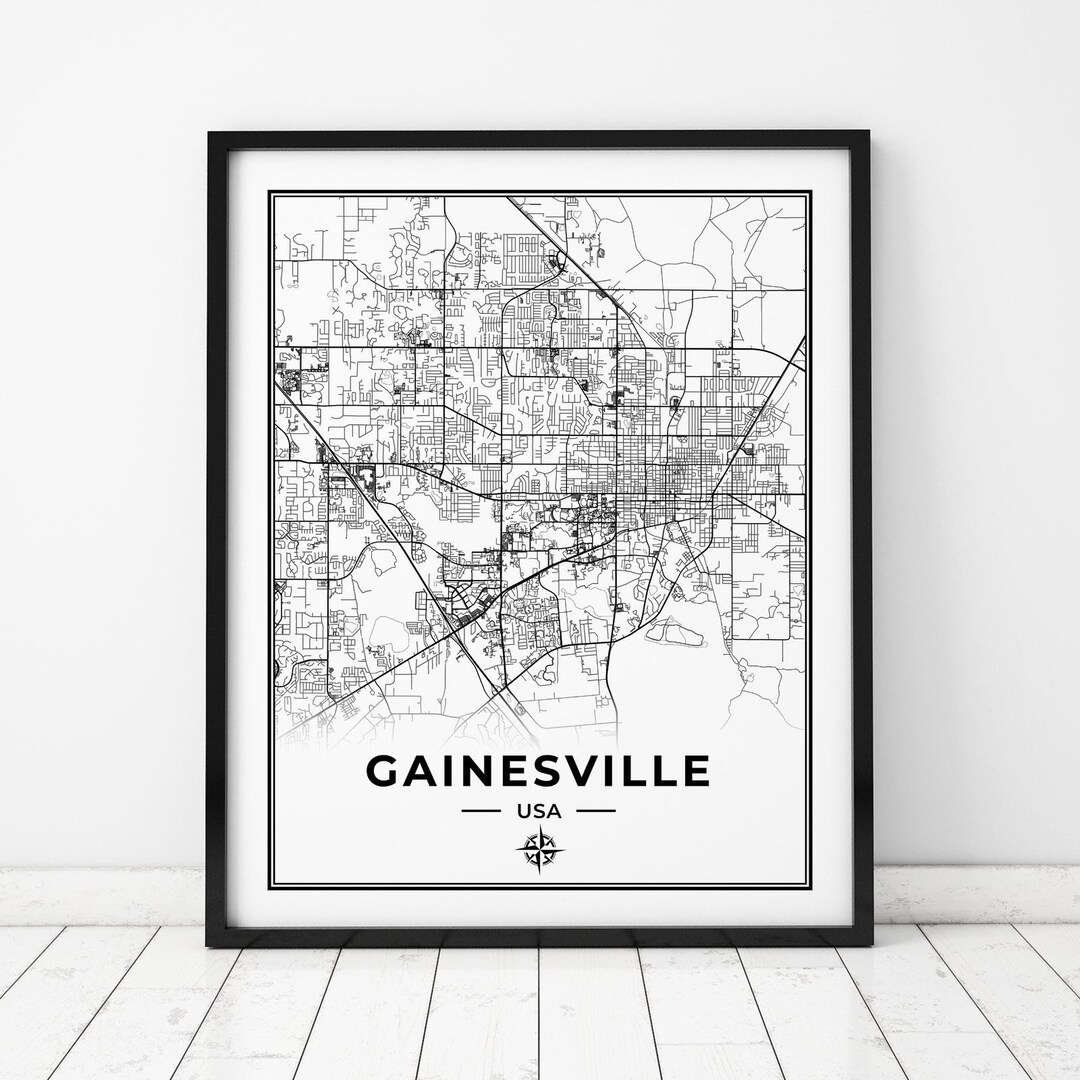 Gainesville Florida Map Print | Map of Gainesville Florida | Digital ...