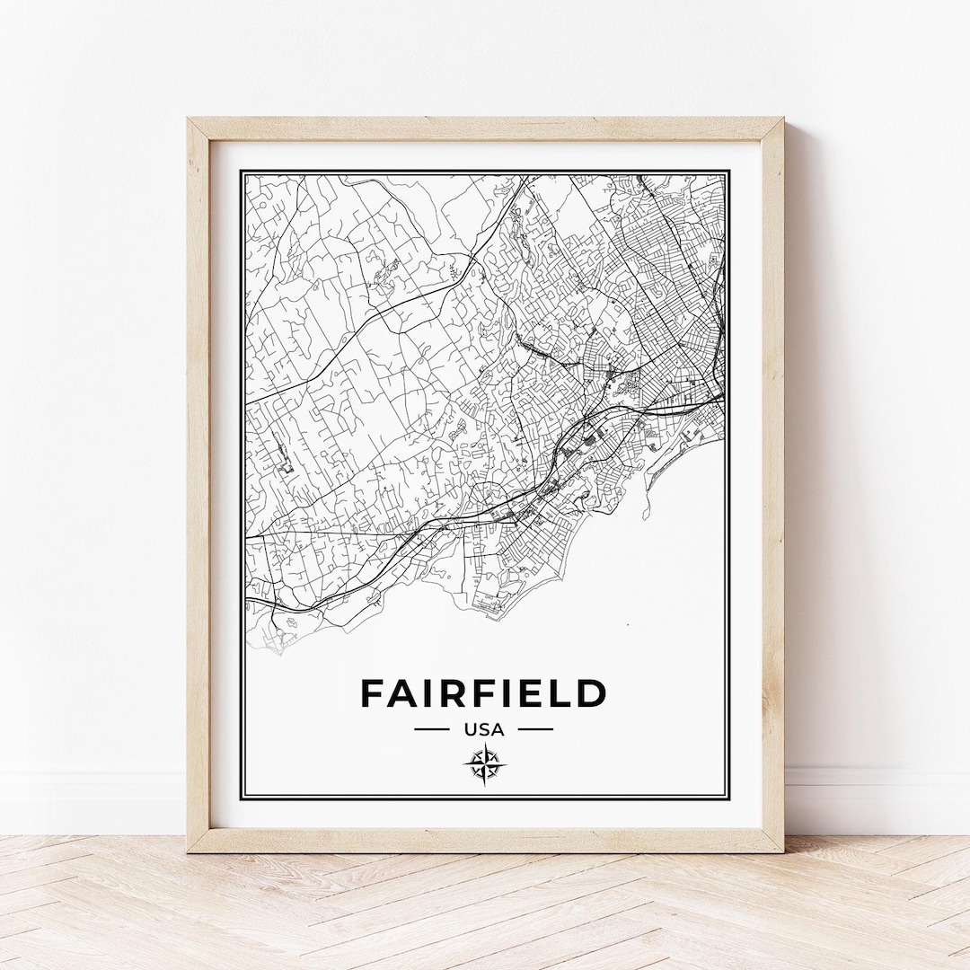 Fairfield Map Print | Map of Fairfield Connecticut | Digital Download ...