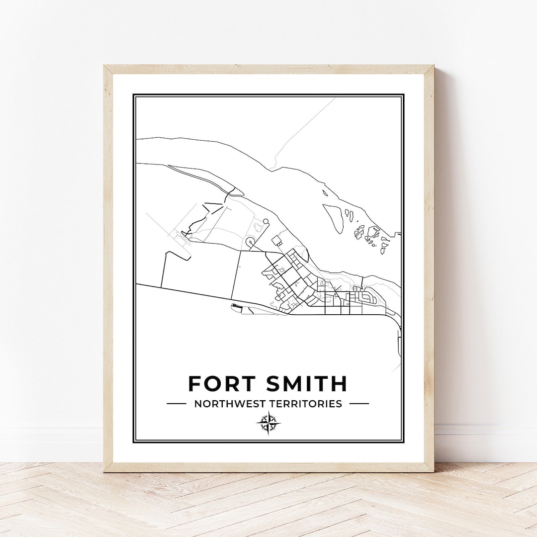 Fort Smith Map Print | Map of Fort Smith Northwest Territories | Black ...