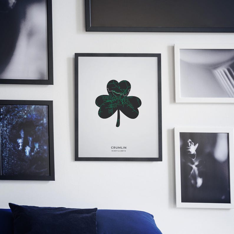 Crumlin Northern Ireland Shamrock Map Print | Map of Crumlin Northern ...