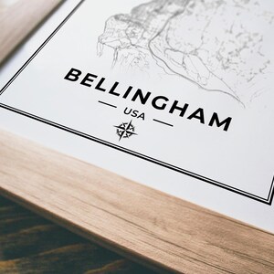 Bellingham Map Print | Map of Bellingham Washington State | Digital ...
