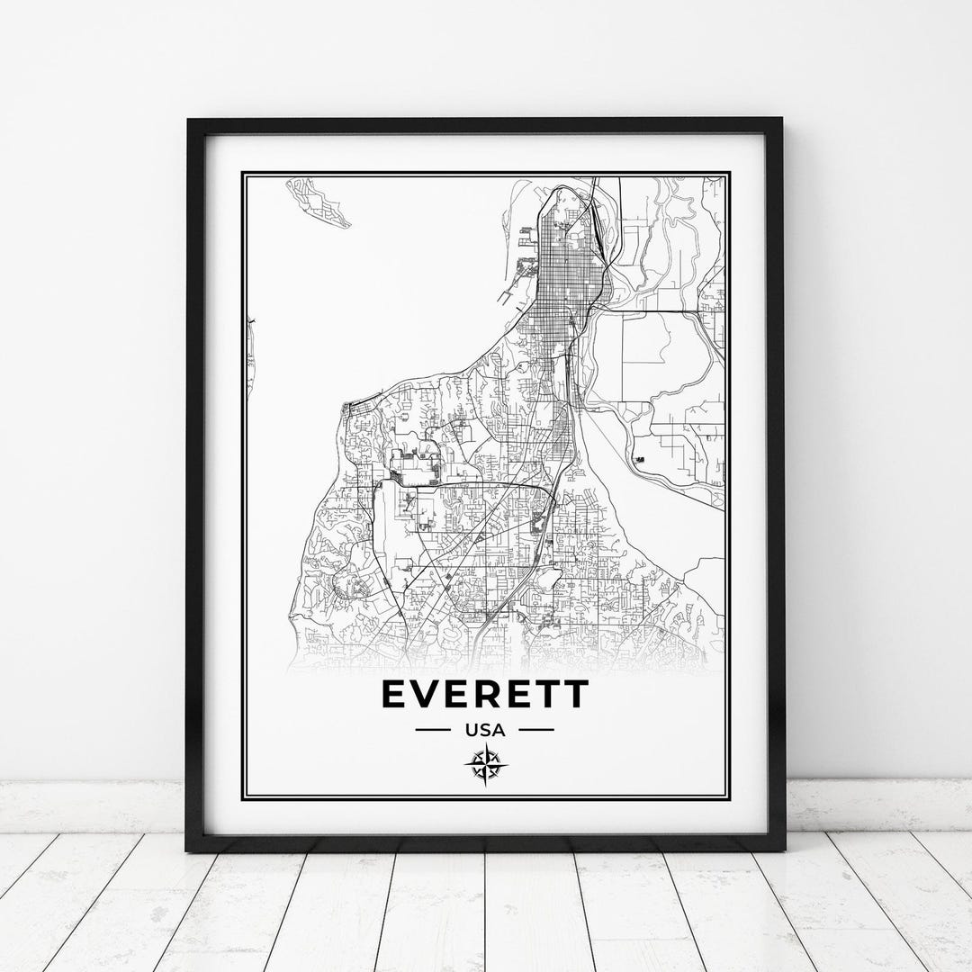 Everett Map Print | Map of Everett Washington State | Digital Download ...