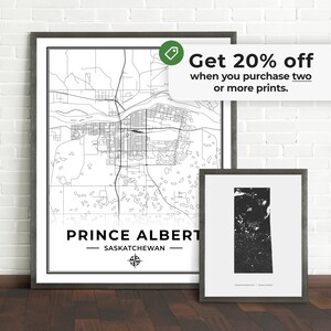 Prince Albert Map Print | Map of Prince Albert Saskatchewan | Black ...