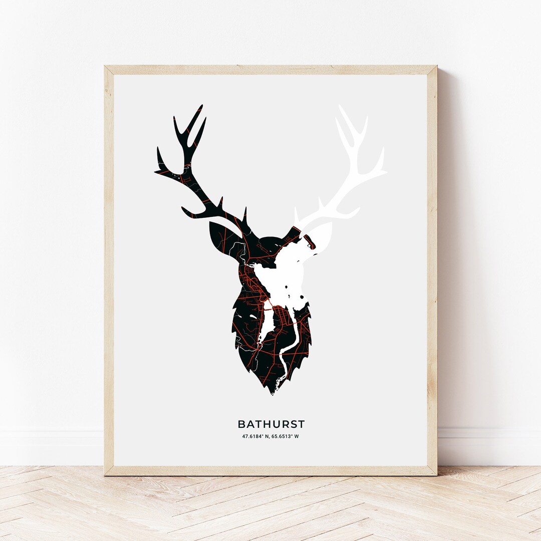 Bathurst Stag Print | Map of Bathurst New Brunswick | Digital Download ...