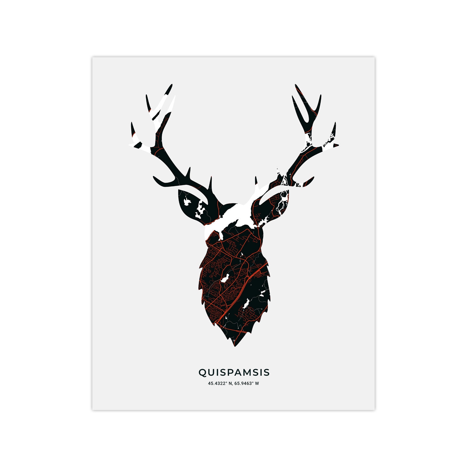 Quispamsis Stag Print Map of Quispamsis New Brunswick - Etsy Canada