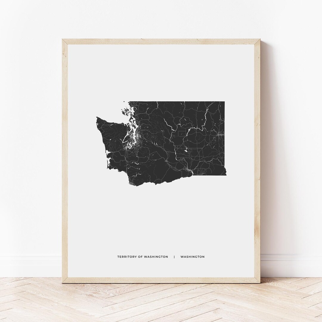 Washington Map Print | Map of Washington | Digital Download - Etsy