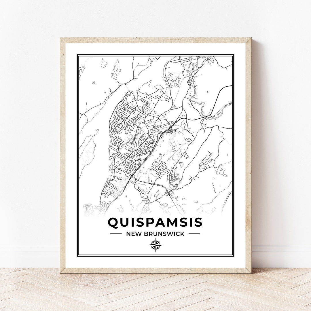 Quispamsis Map Print | Map of Quispamsis New Brunswick | Black & White ...