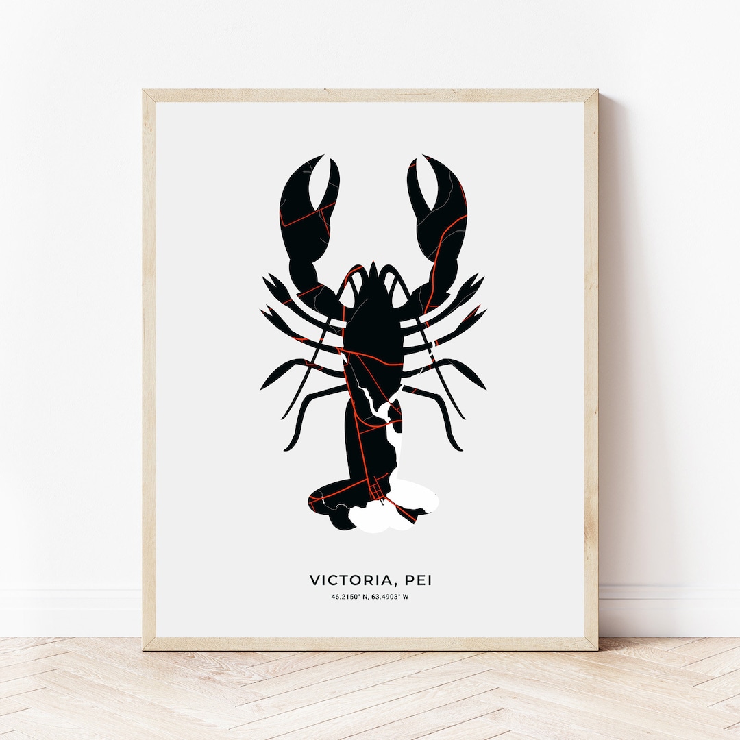 Victoria Lobster Print | Map of Victoria Prince Edward Island | Digital ...