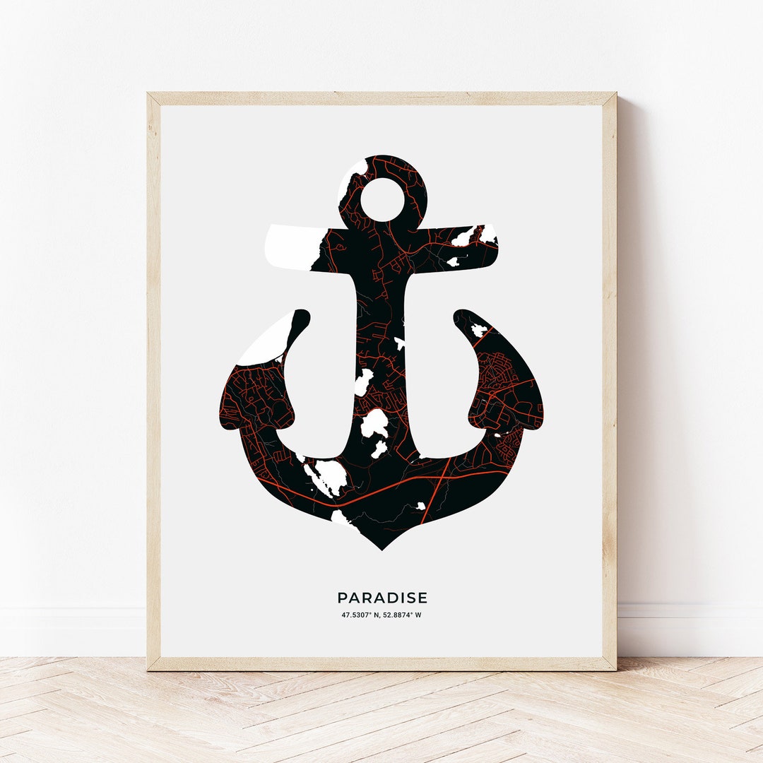 Paradise Anchor Print | Map of Paradise Newfoundland | Digital Download ...