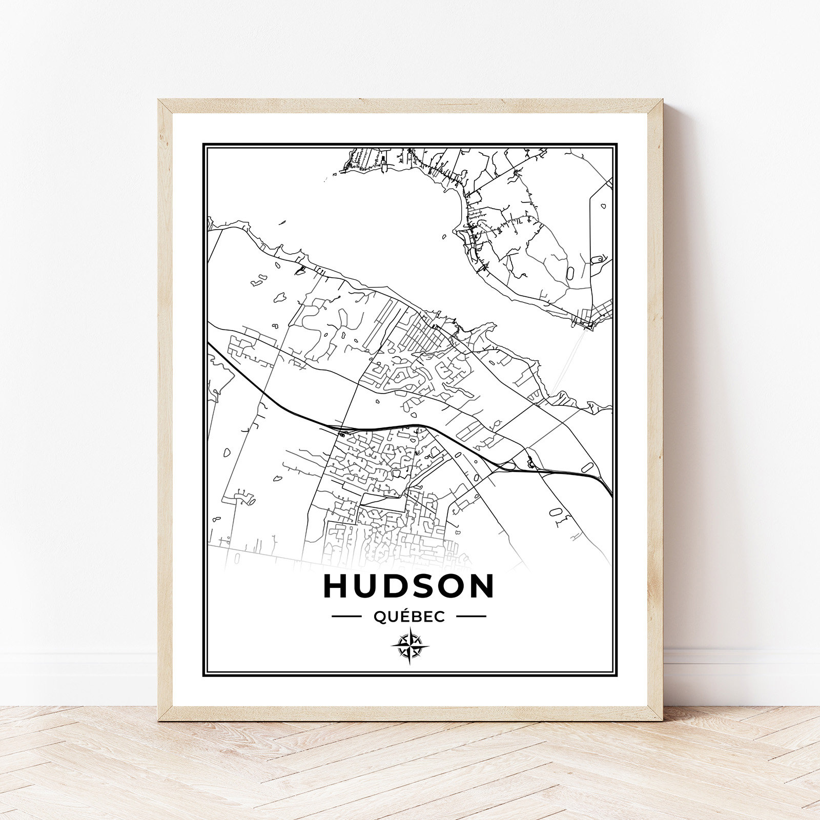 Hudson Map Print Map of Hudson Quebec Black & White | Etsy
