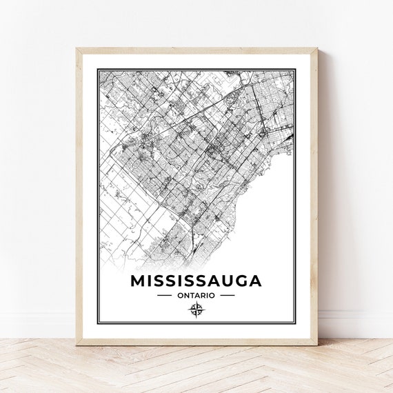 Mississauga Map Print Map of Mississauga Ontario Black & | Etsy