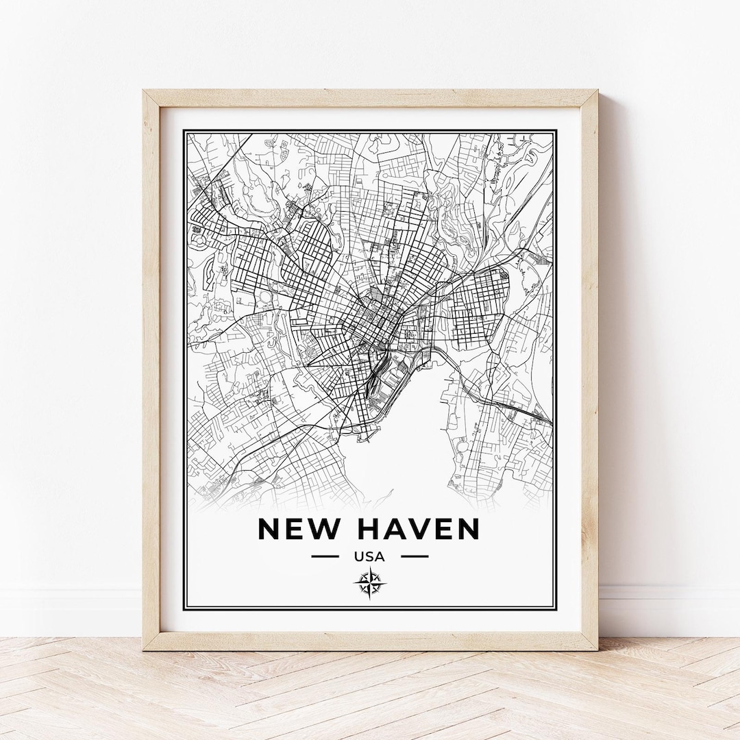 New Haven Map Print | Map of New Haven Connecticut | Digital Download ...