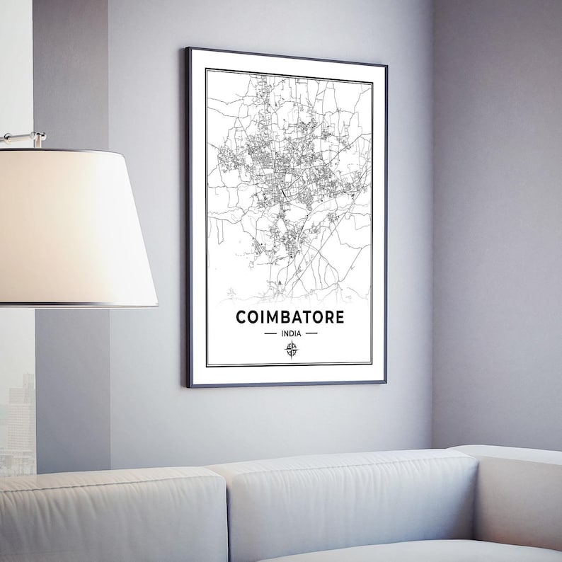Coimbatore Map Print | Map of Coimbatore India | Digital Download - Etsy