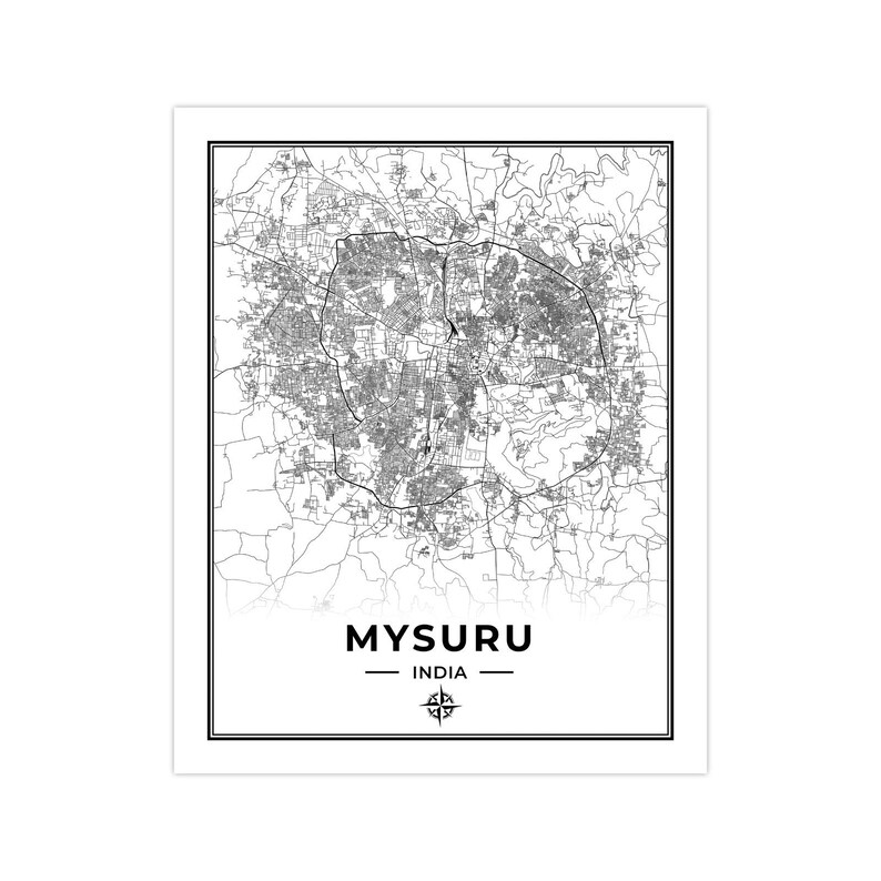 Mysuru Map Print | Map of Mysuru India | Digital Download - Etsy