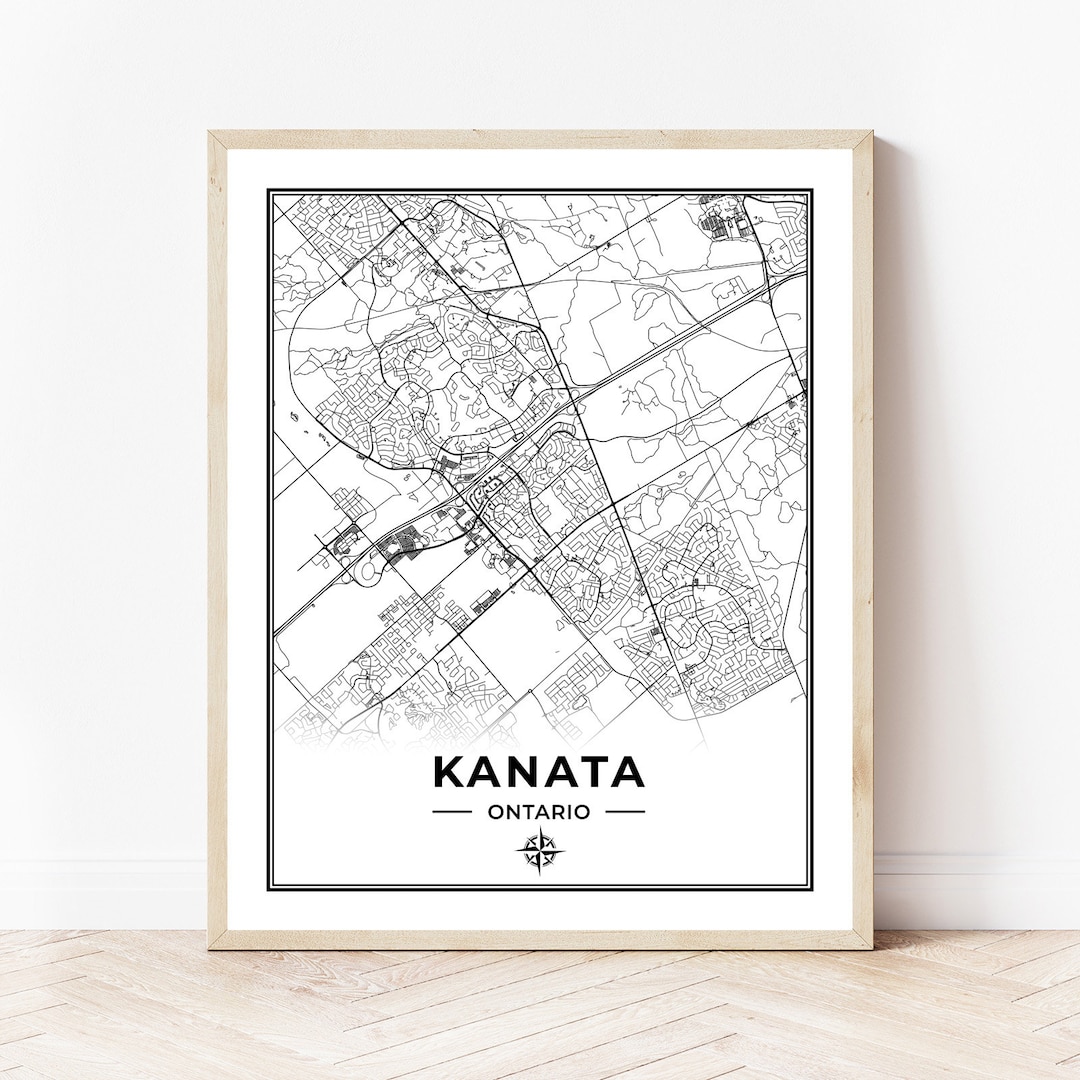 Kanata Map Print | Map of Kanata Ontario | Black & White | Digital ...