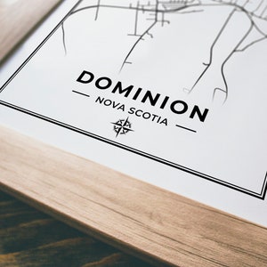 Dominion Map Print | Map of Dominion Nova Scotia | Black & White ...
