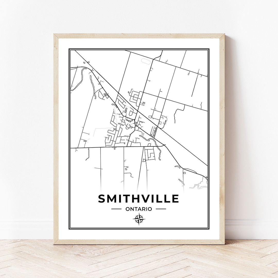Smithville Map Print | Map of Smithville Ontario | Black & White ...