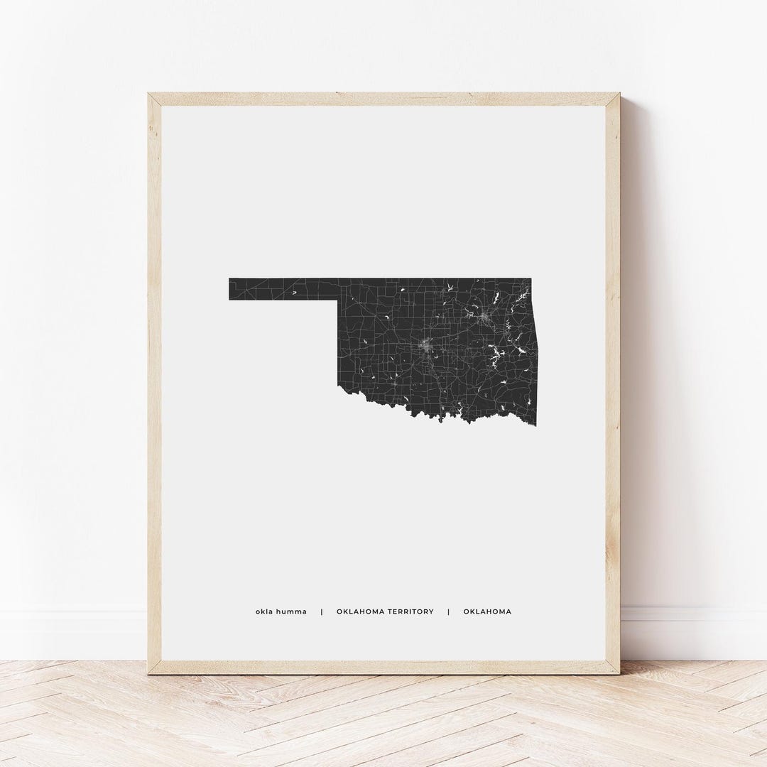 Oklahoma Map Print | Map of Oklahoma | Digital Download - Etsy