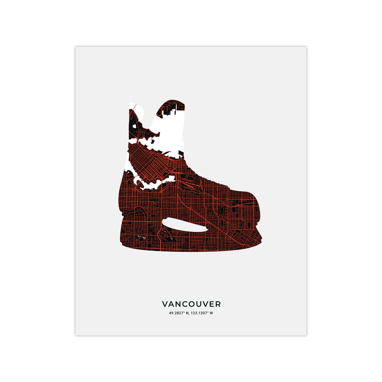 Vancouver Skate Print | Map of Vancouver British Columbia | Digital ...