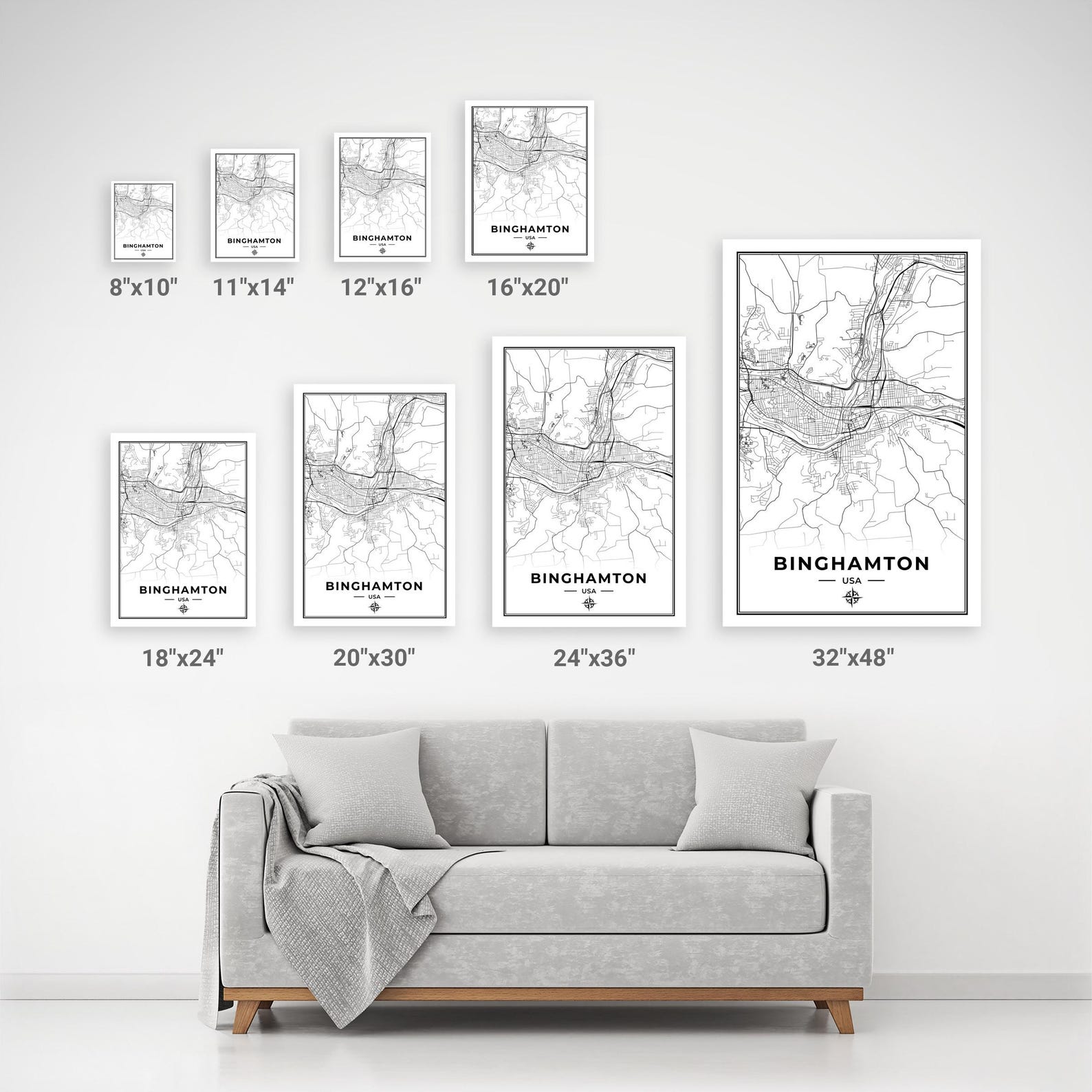 Binghamton Map Print | Map of Binghamton New York State | Digital ...